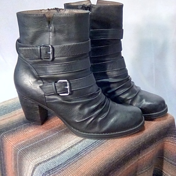 Natural Soul | Shoes | Natural Soul Size 95 Black Stack Heel Boots ...